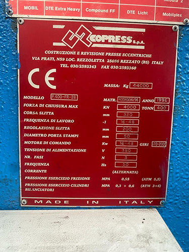 C frame Copress 400 Ton CE marked | SGTOOL